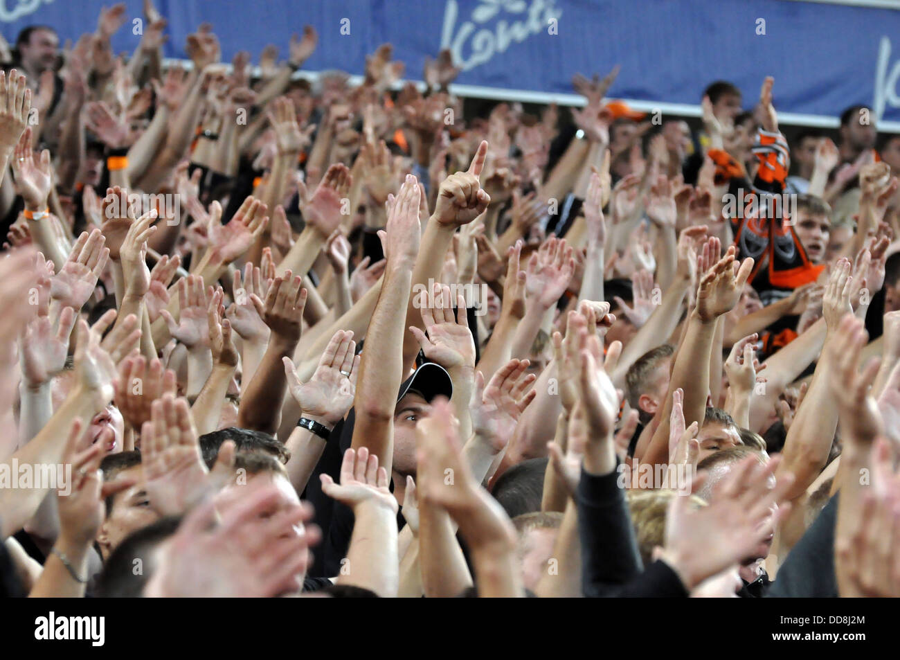 A lot of hands of fans Stock Photo - Alamy