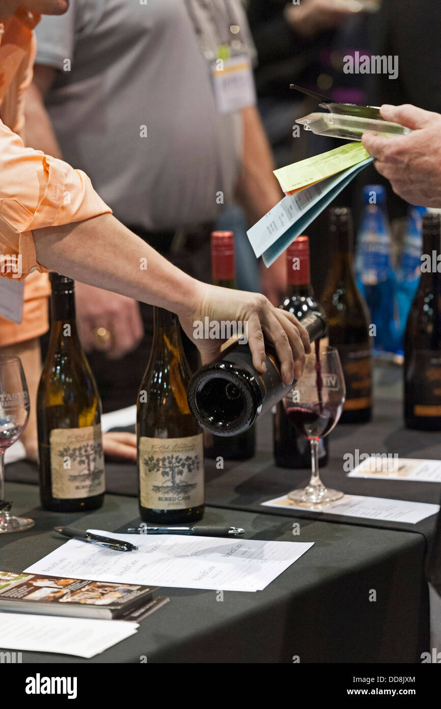 USA, Washington, Seattle. Wine samples abound at Taste Washington ...