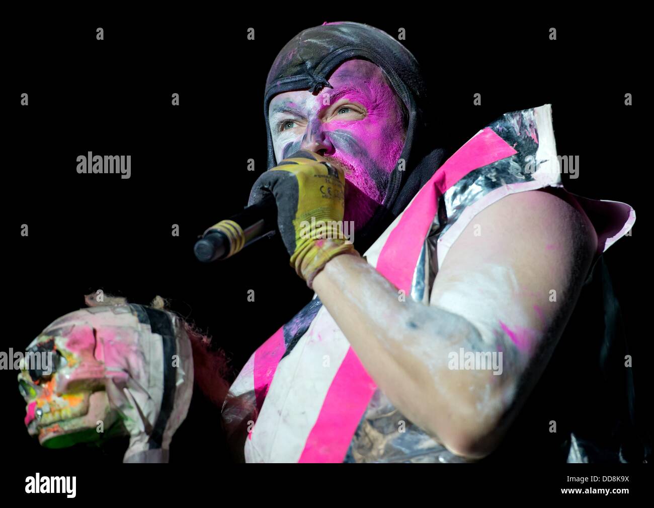 A member of the German band 'Deichkind' performs on stage in Hamburg ...