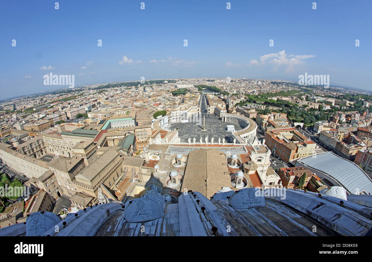 incredible fish eye panoramic view of the city of Rome from above the ...