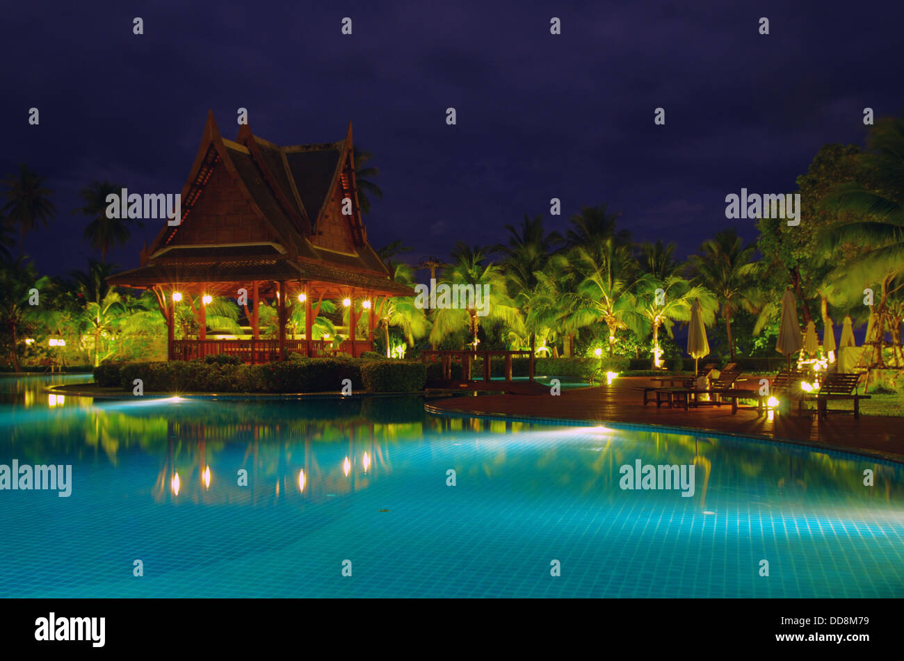 swimming pool in night Stock Photo - Alamy