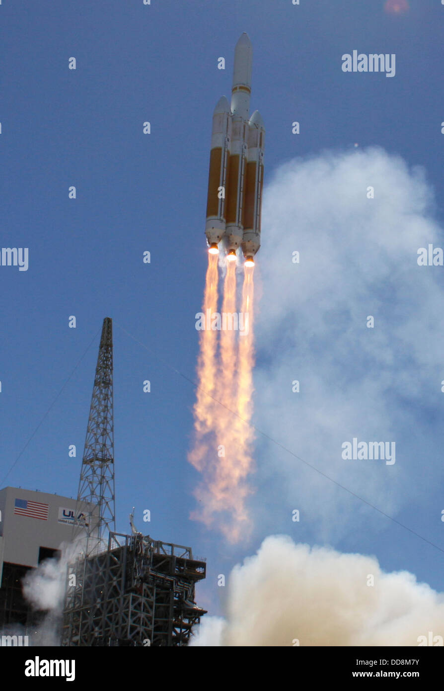 Vandenberg AFB, CA. Aug 28.2013. USA.An unmanned Delta 4 Heavy rocket, the largest booster in in ...