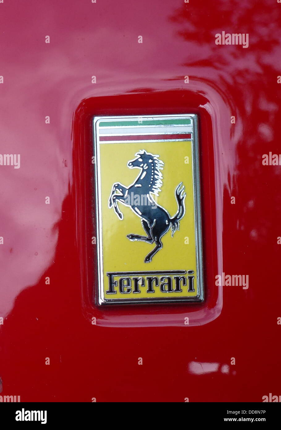 Ferrari logo on red background. Picture taken on 10 July 2013 in ...
