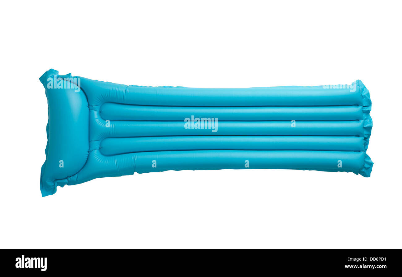 Blue floating pool raft isolated on white background Stock Photo - Alamy