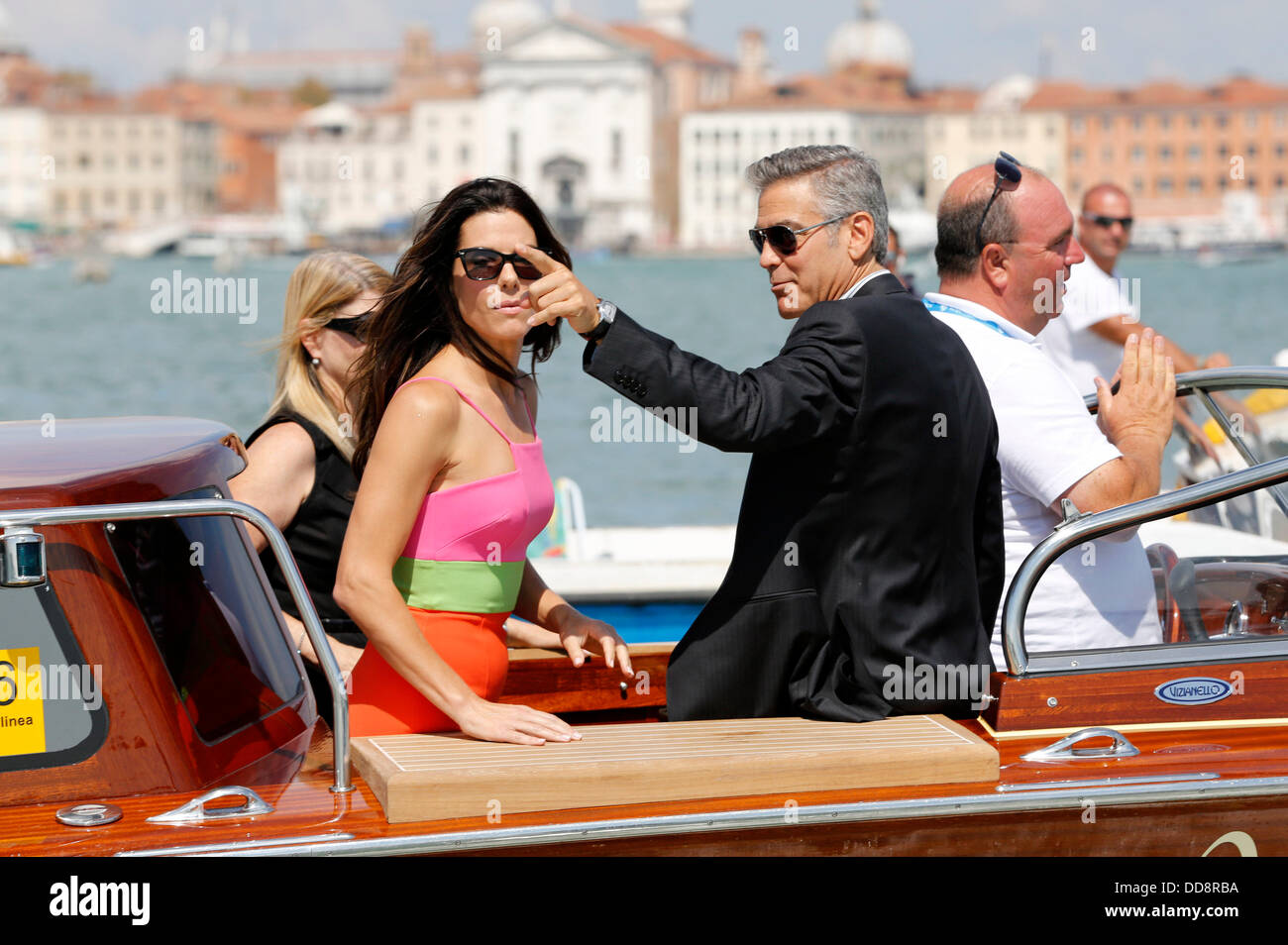 Venice, Italy. 28th Aug, 2013. Actors Sandra Bullock and George Clooney ...