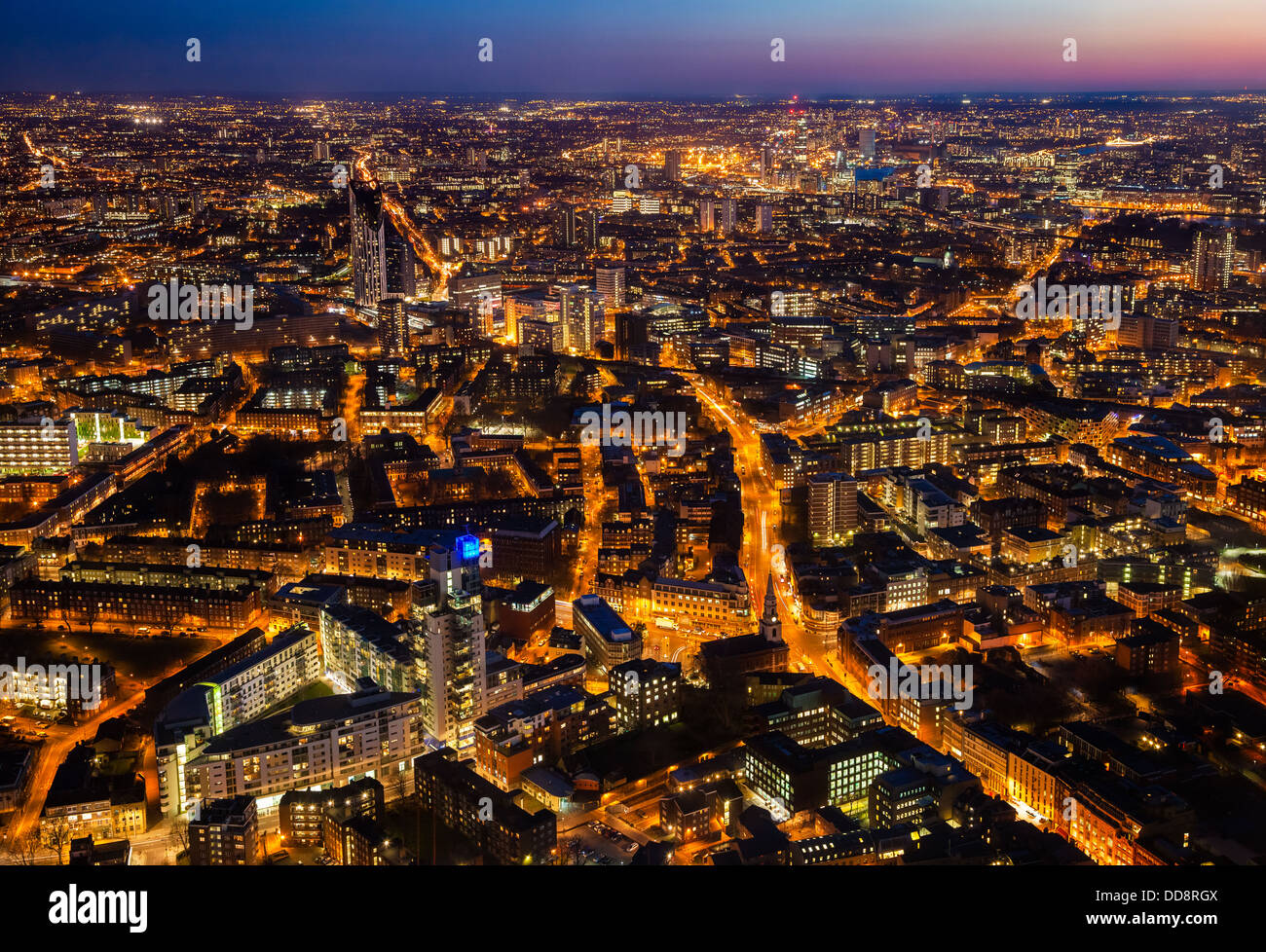 Southern London - Night view from The Shard, England, UK Stock Photo ...