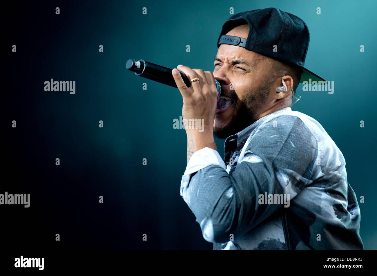 Denyo (Dennis Lisk) of the German band 'Beginner' performs on stage in ...