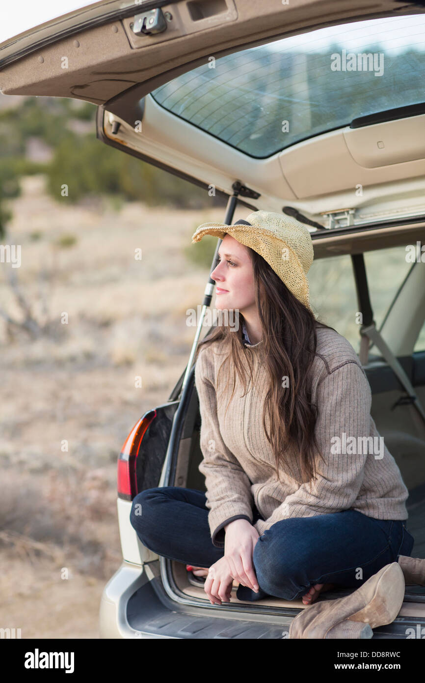 Woman cross legged car hi-res stock photography and images - Alamy