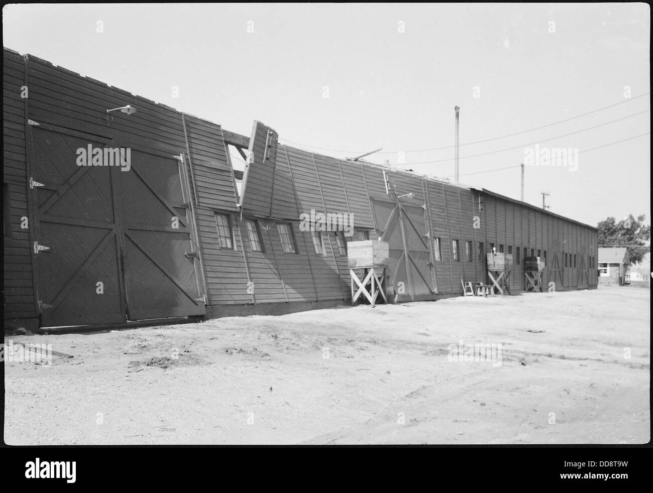 This photograph shows the exterior of the Granada motor pool garage at ...