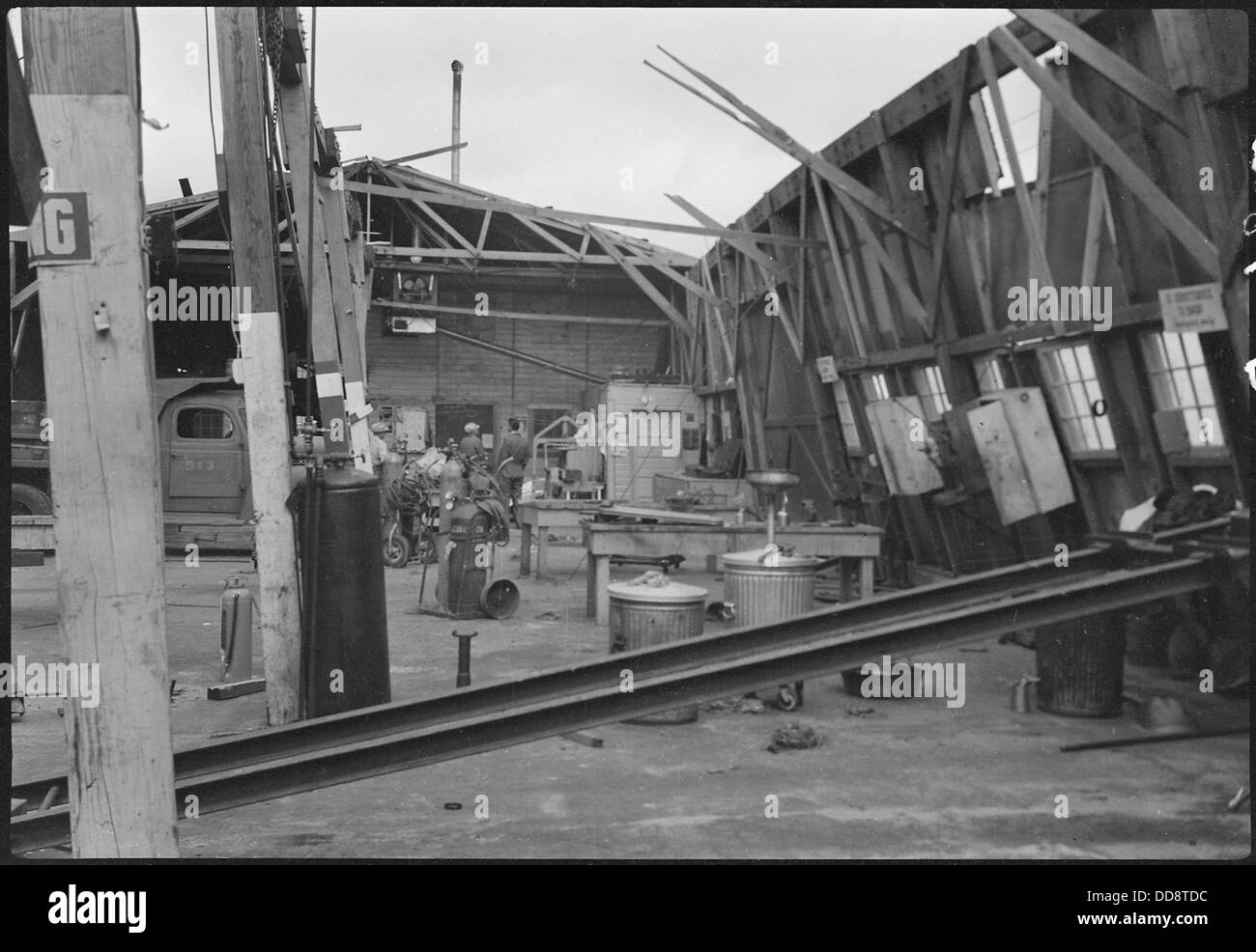 The interior of the motor pool garage at the Granada Relocation Center ...