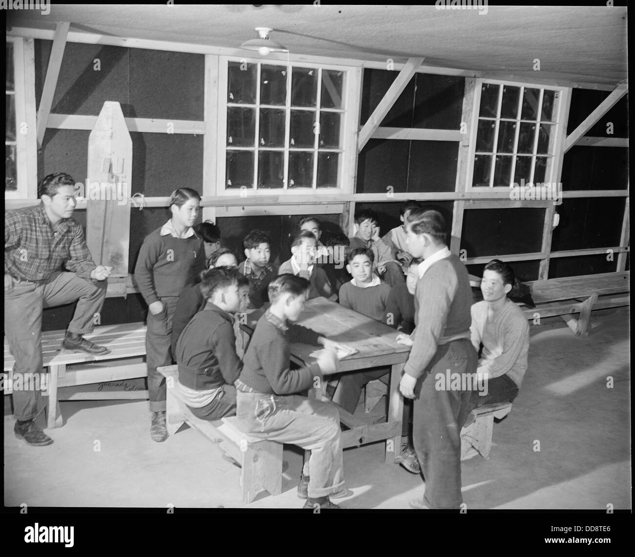 This photograph shows a block laundry facility at the Granada ...