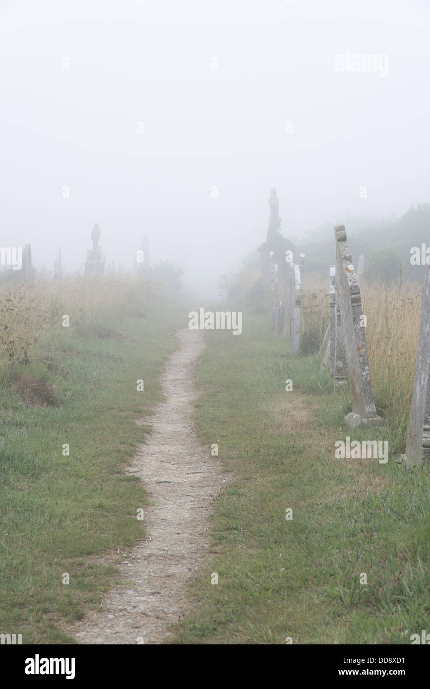 Graveyard in the Mist Stock Photo - Alamy