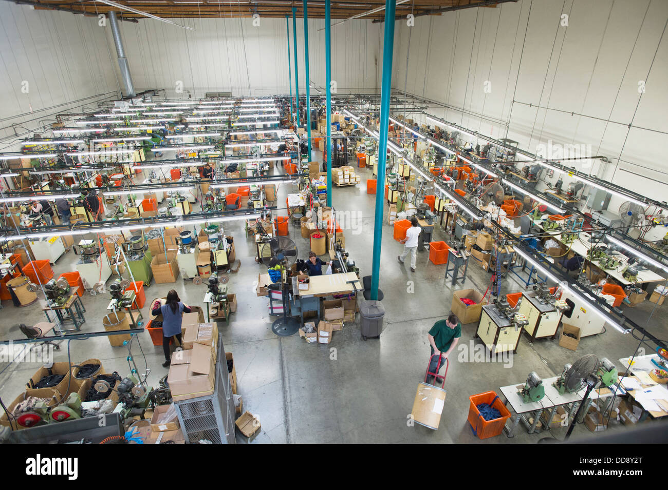 Overhead view of textile factory Stock Photo - Alamy