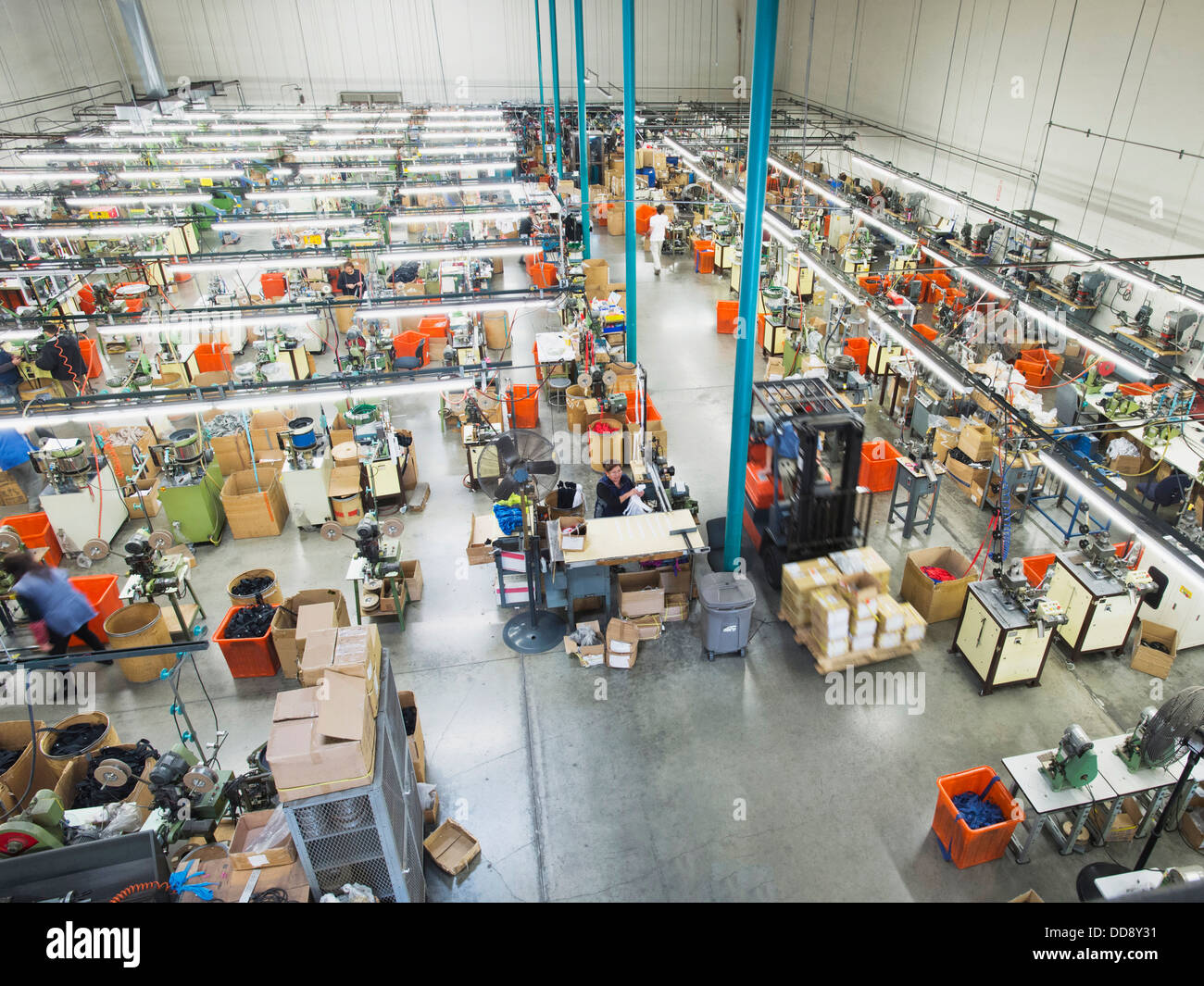 Overhead view of textile factory Stock Photo - Alamy