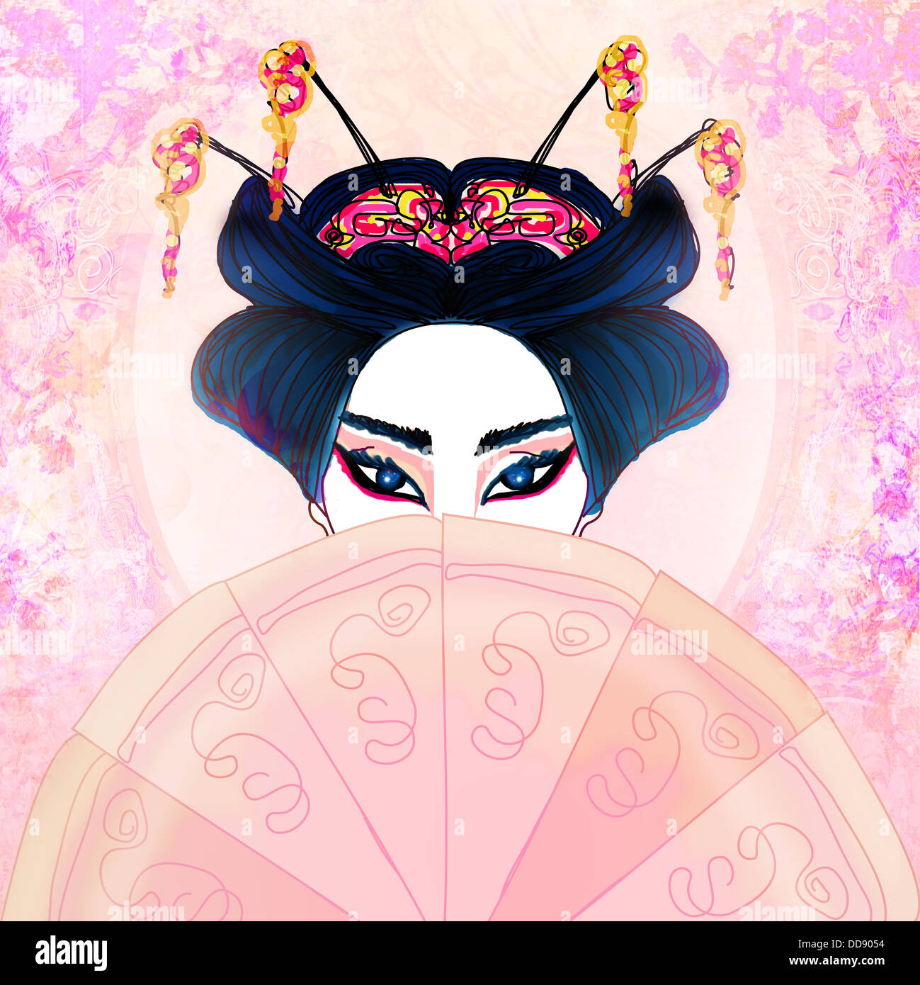 Abstract Beautiful geisha Portrait Stock Photo - Alamy