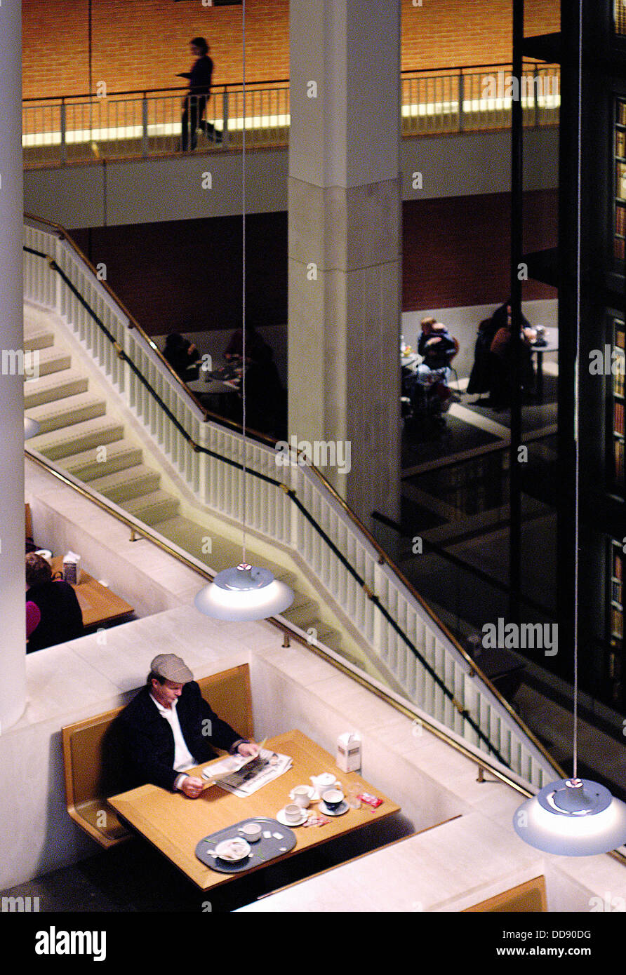 Man reading newspaper at British Library. London, England Stock Photo ...