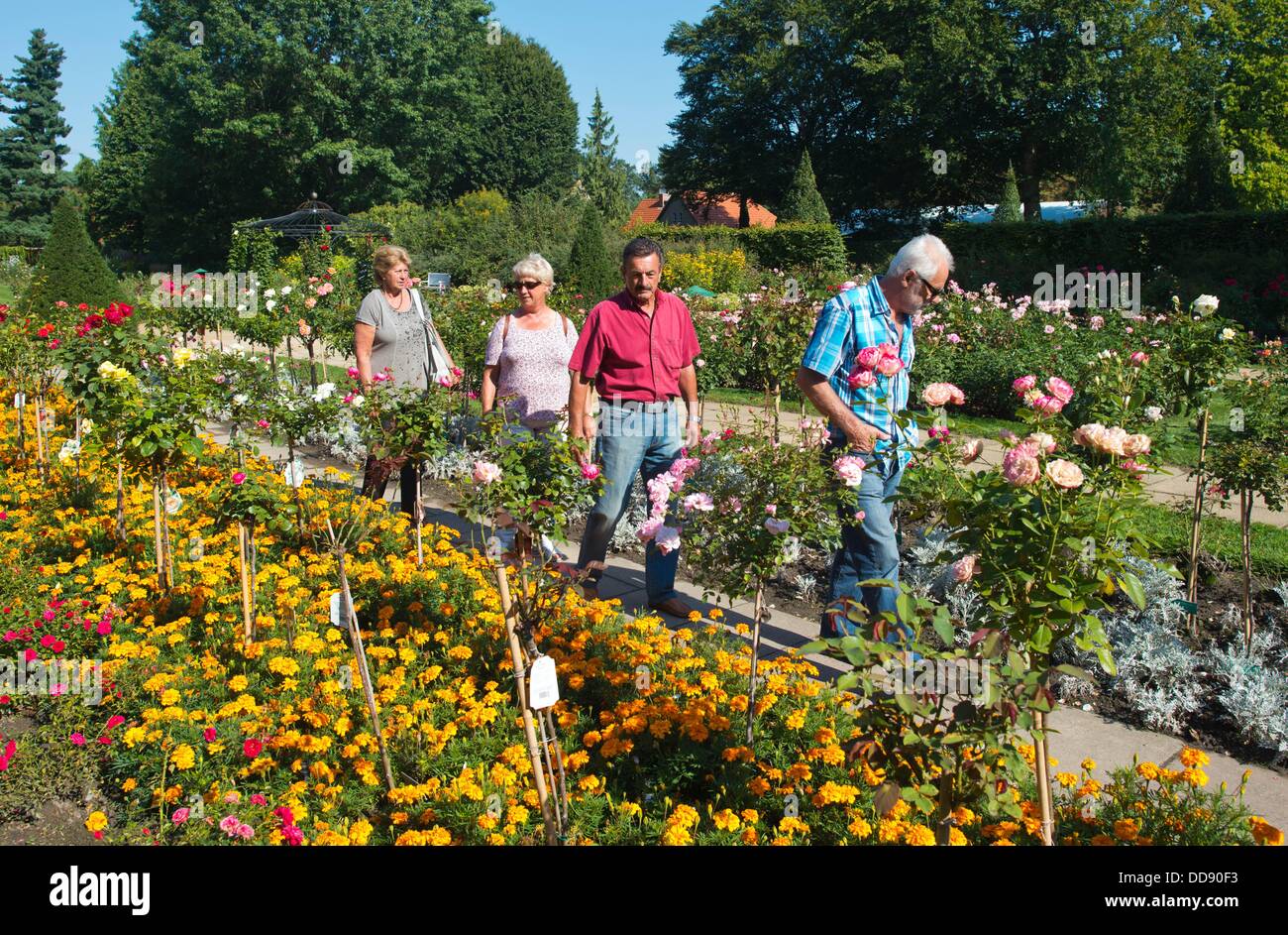 Visitors walk through the East German Rose Garden in Forst, Germany, 29 ...