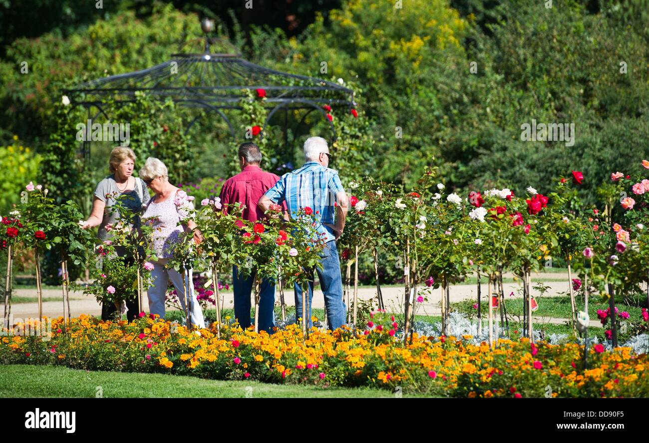 Visitors walk through the East German Rose Garden in Forst, Germany, 29 ...