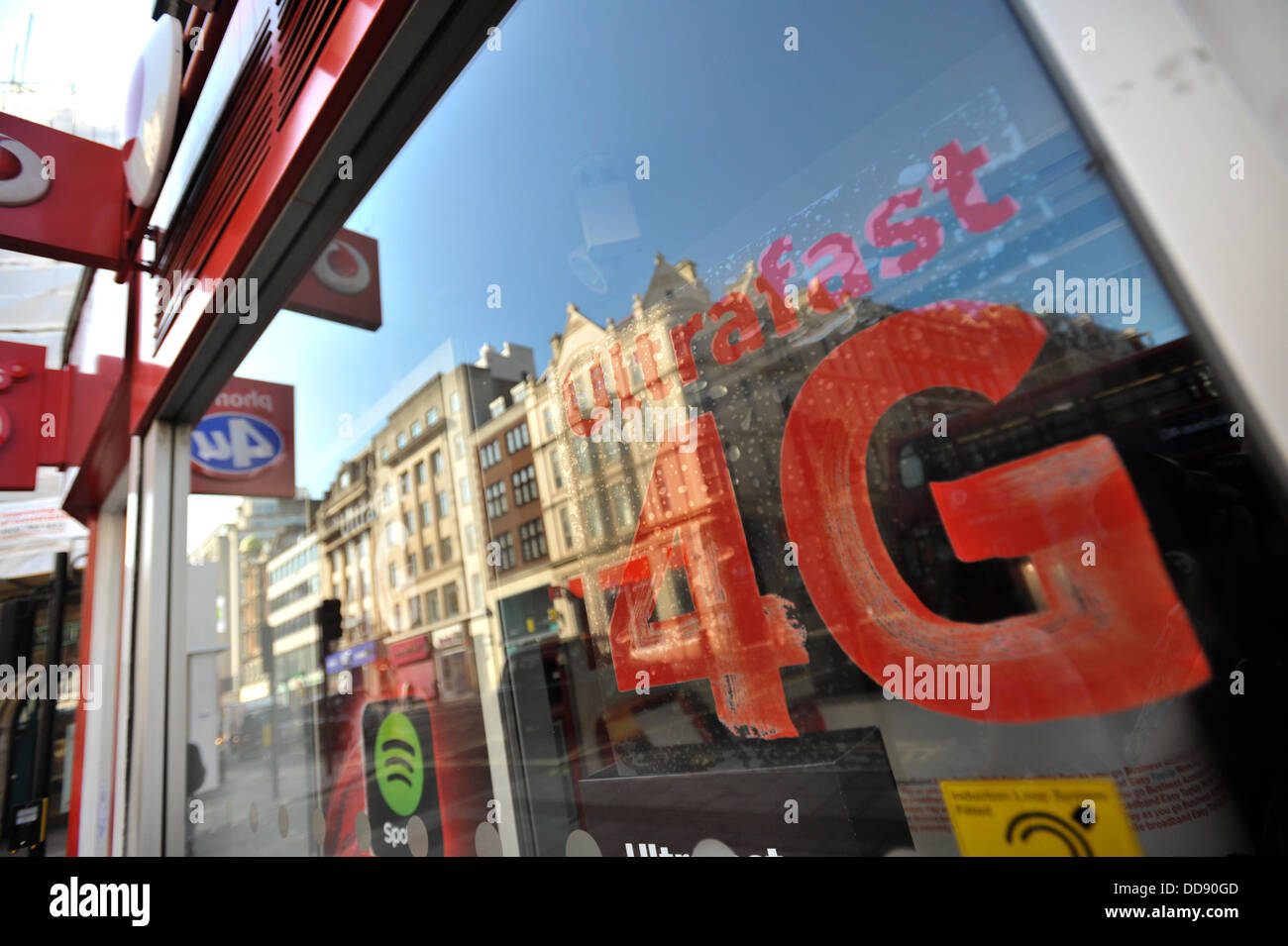 Oxford Street, London, UK. 29th August 2013. 4G posters and stickers in ...