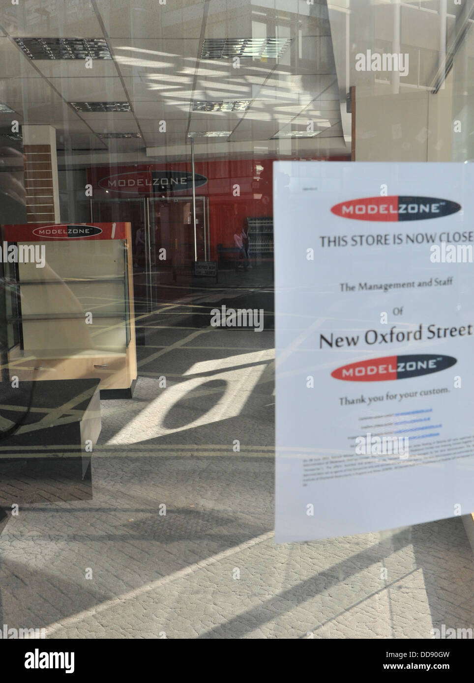 New Oxford Street, London, UK. 29th August 2013. The empty Modelzone ...