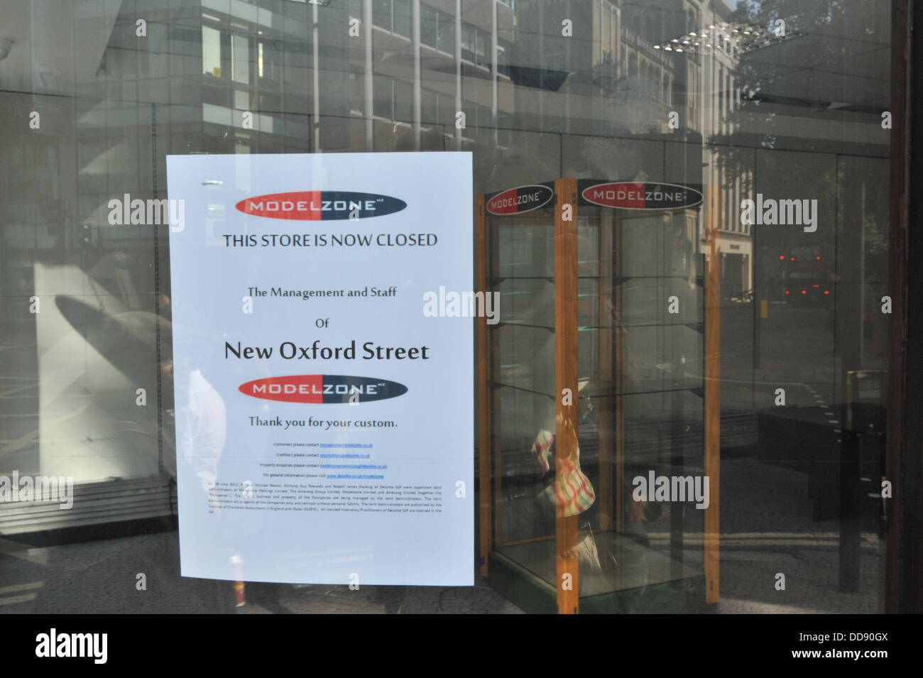 New Oxford Street, London, UK. 29th August 2013. The empty Modelzone ...