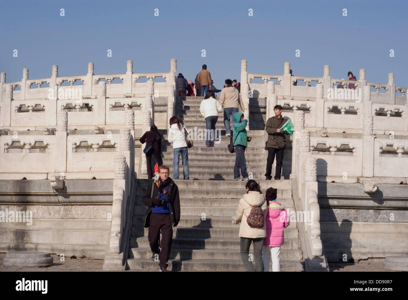 Tourists at the Round Altar of the Temple of Heaven. Beijing. China ...