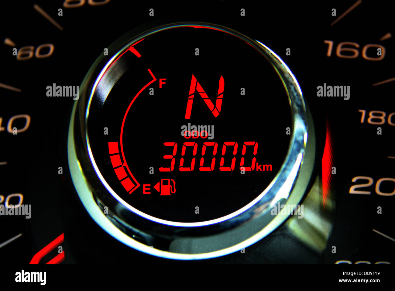 Close-Up of Mahindra XUV Illuminated Speedometer Stock Photo - Alamy