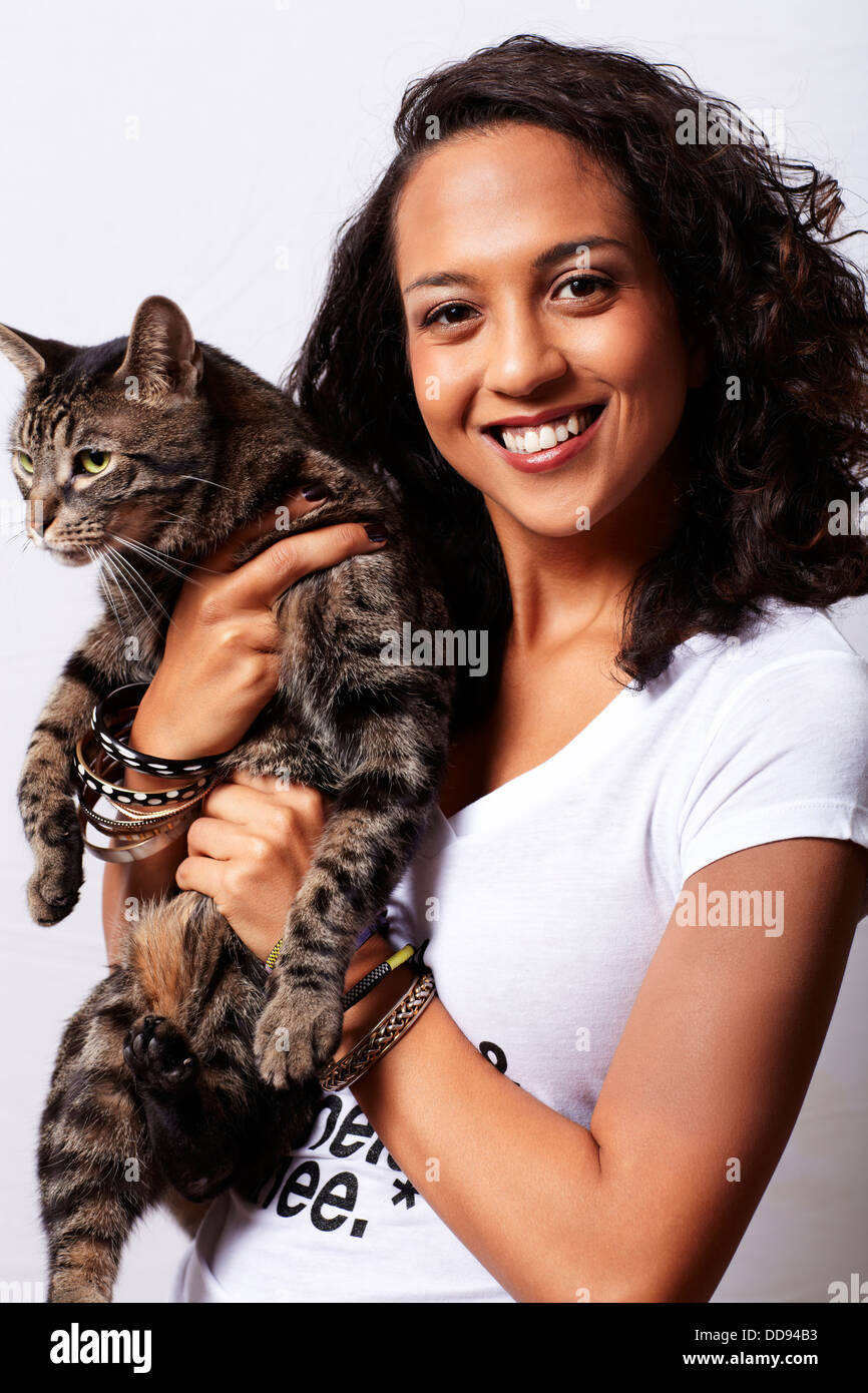Young Woman Holding Black Cat High Resolution Stock Photography and ...