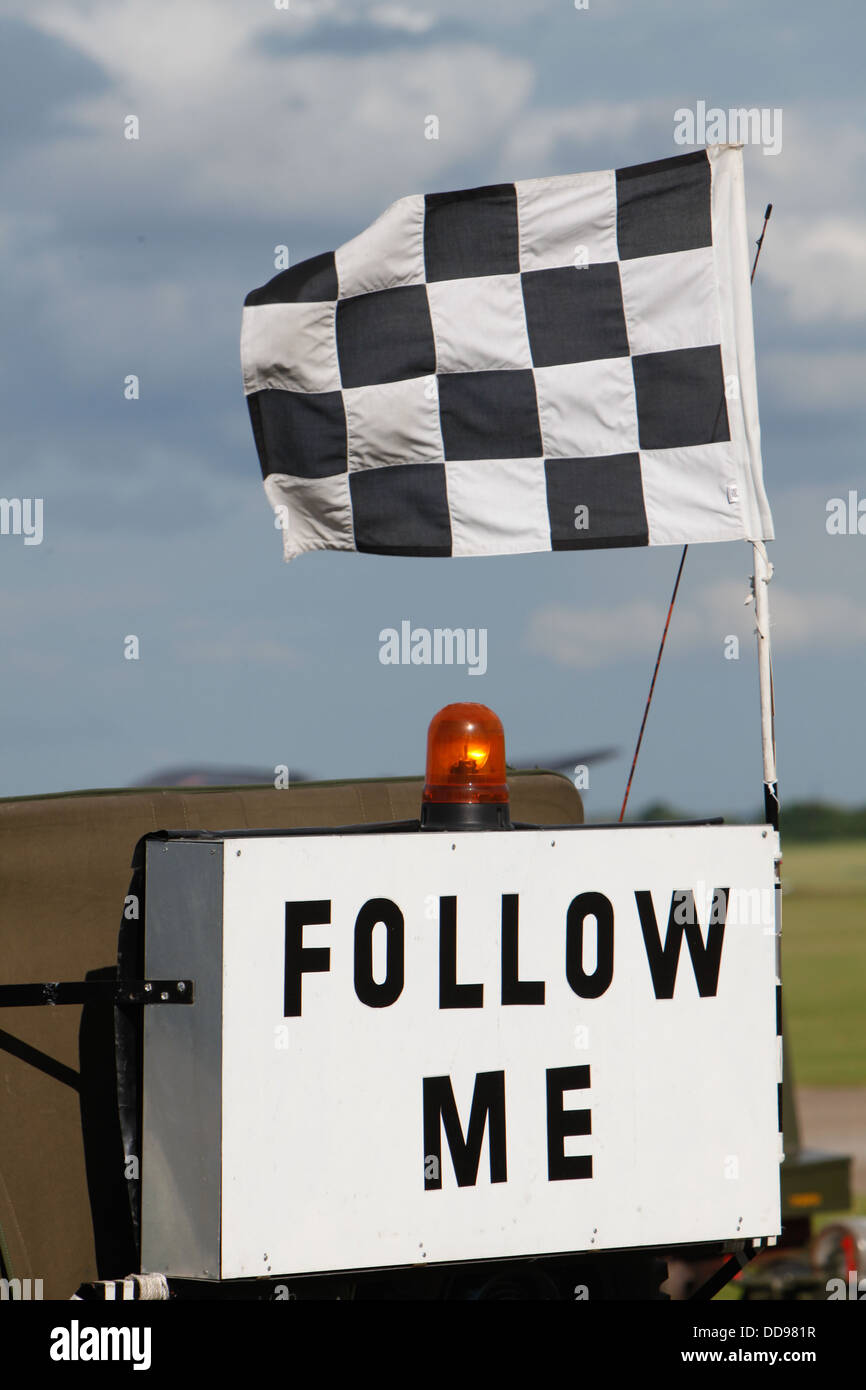Imperial war museum duxford aircraft follow me sign on a vehicle Stock ...