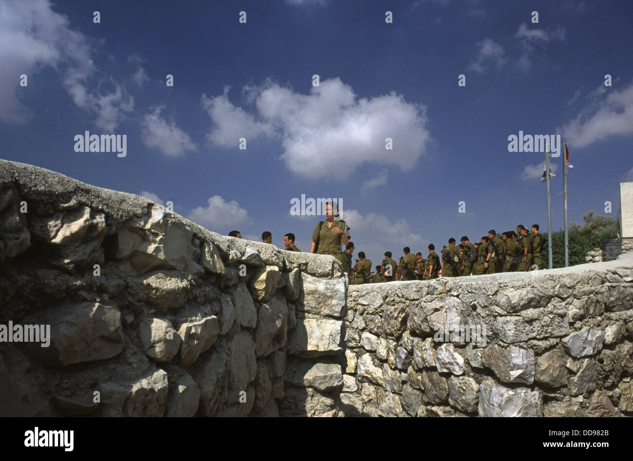 Israeli soldiers walking over the bunkers and trenches on Ammunition ...