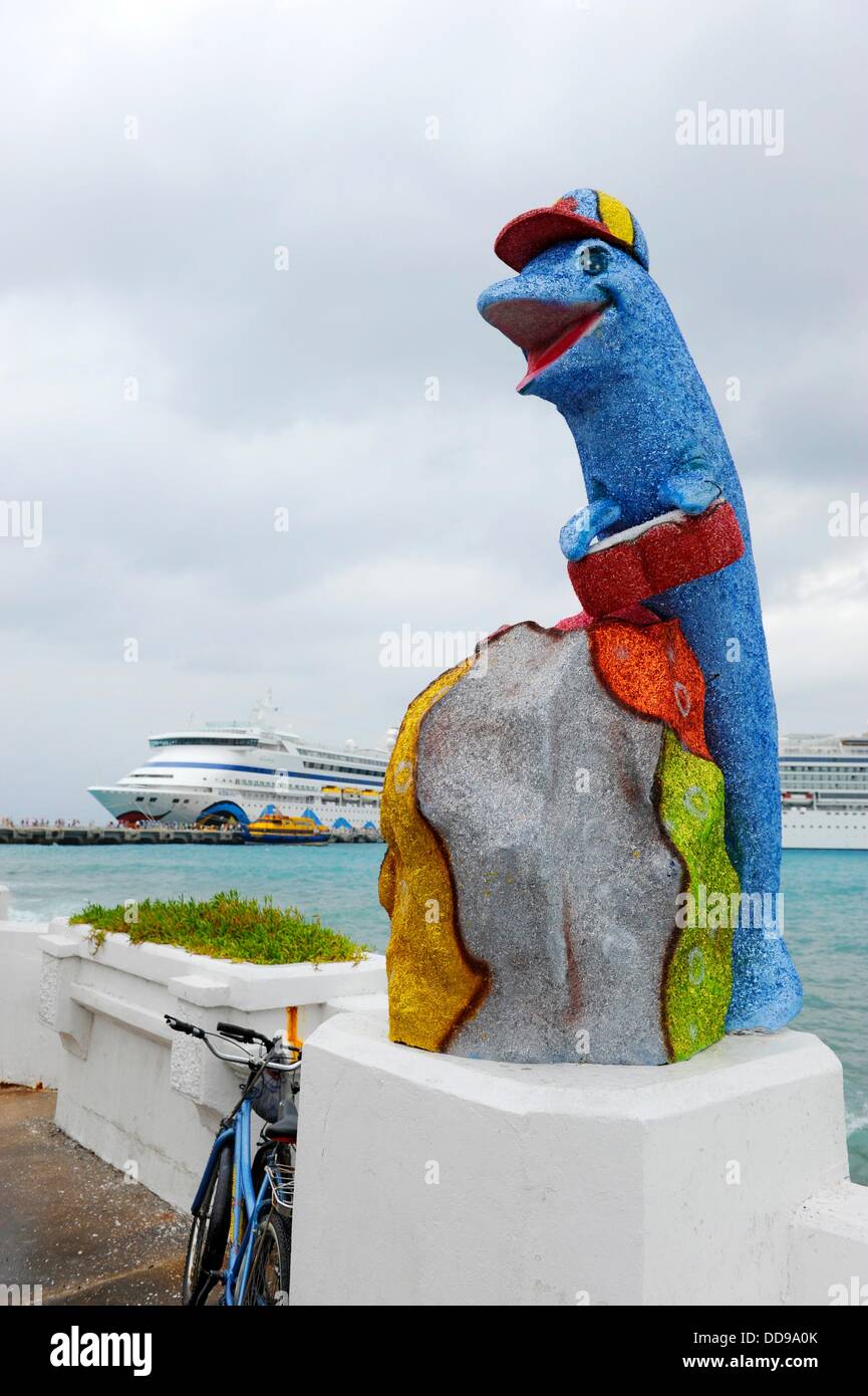 Colorful statues near Caribbean Cruise Ship Cozumel Mexico Stock Photo ...