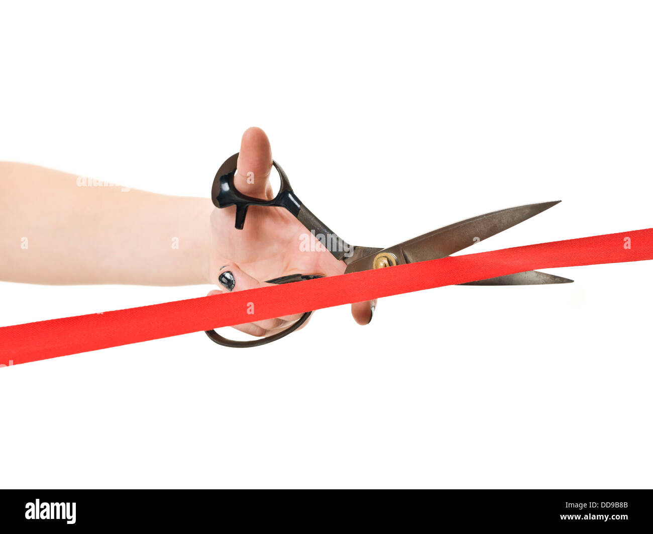 Cutting Red Ribbon Stock Photo - Alamy
