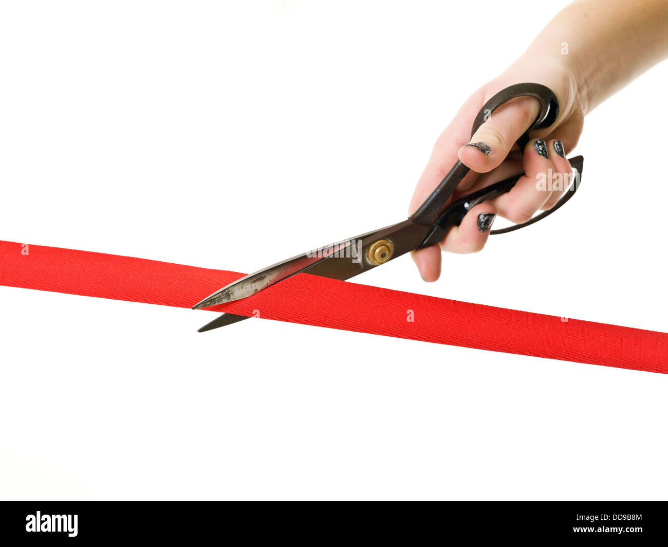 Cutting Red Ribbon Stock Photo - Alamy