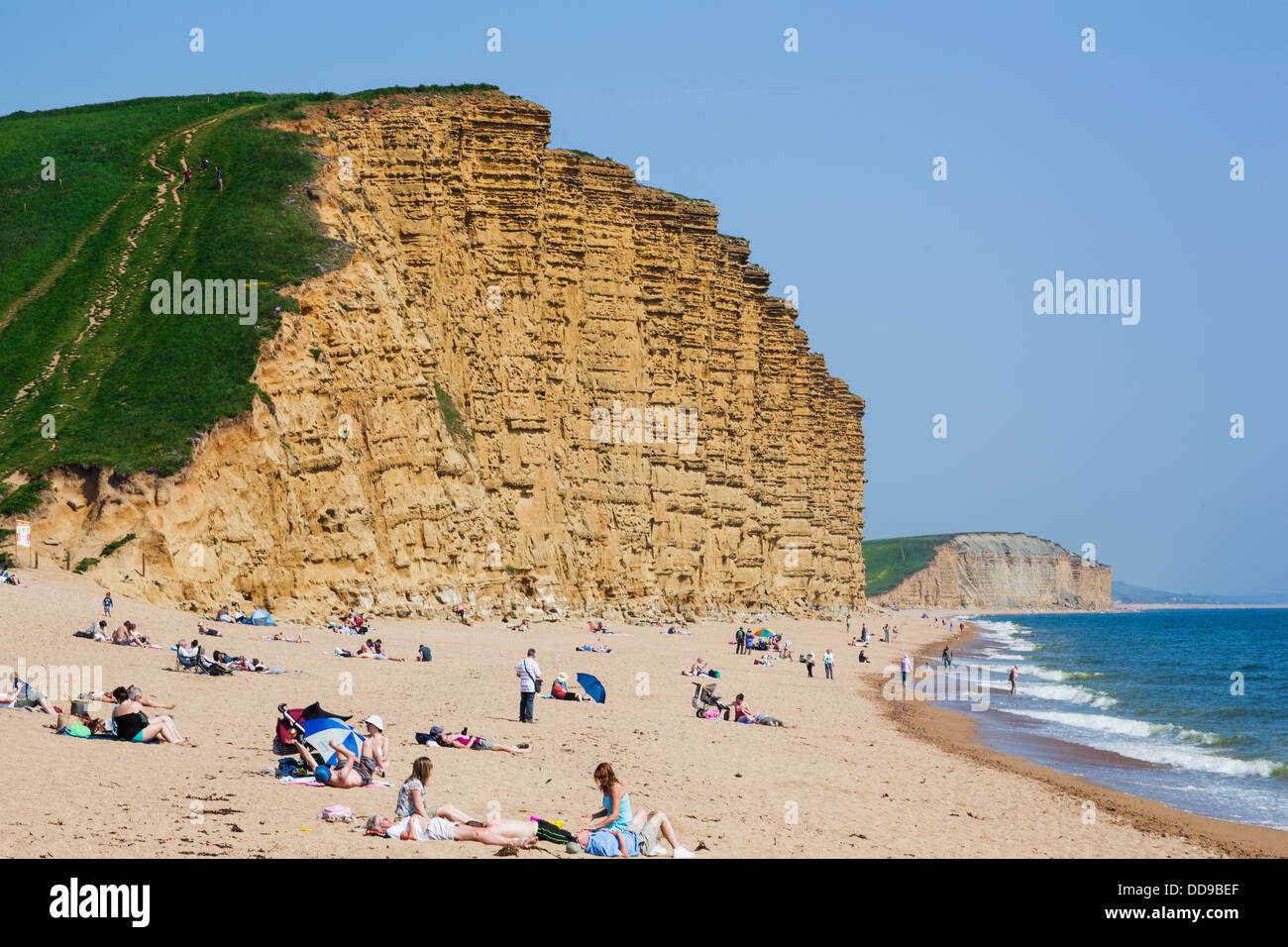 England, Dorset, West Bay, West Bay Beach and Cliffs Stock Photo - Alamy