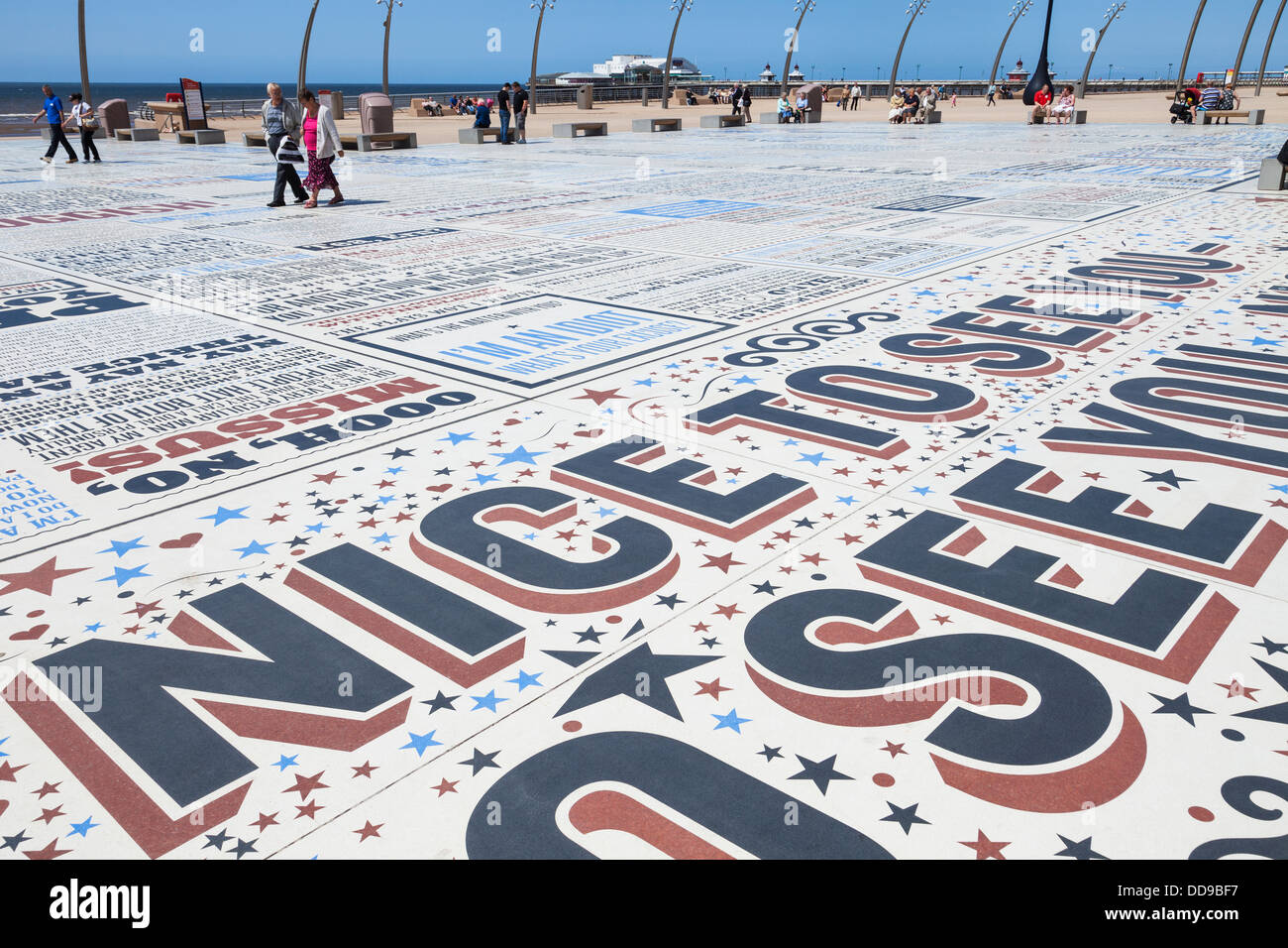 England, Lancashire, Blackpool, The Promenade Floor Mural showing Jokes ...