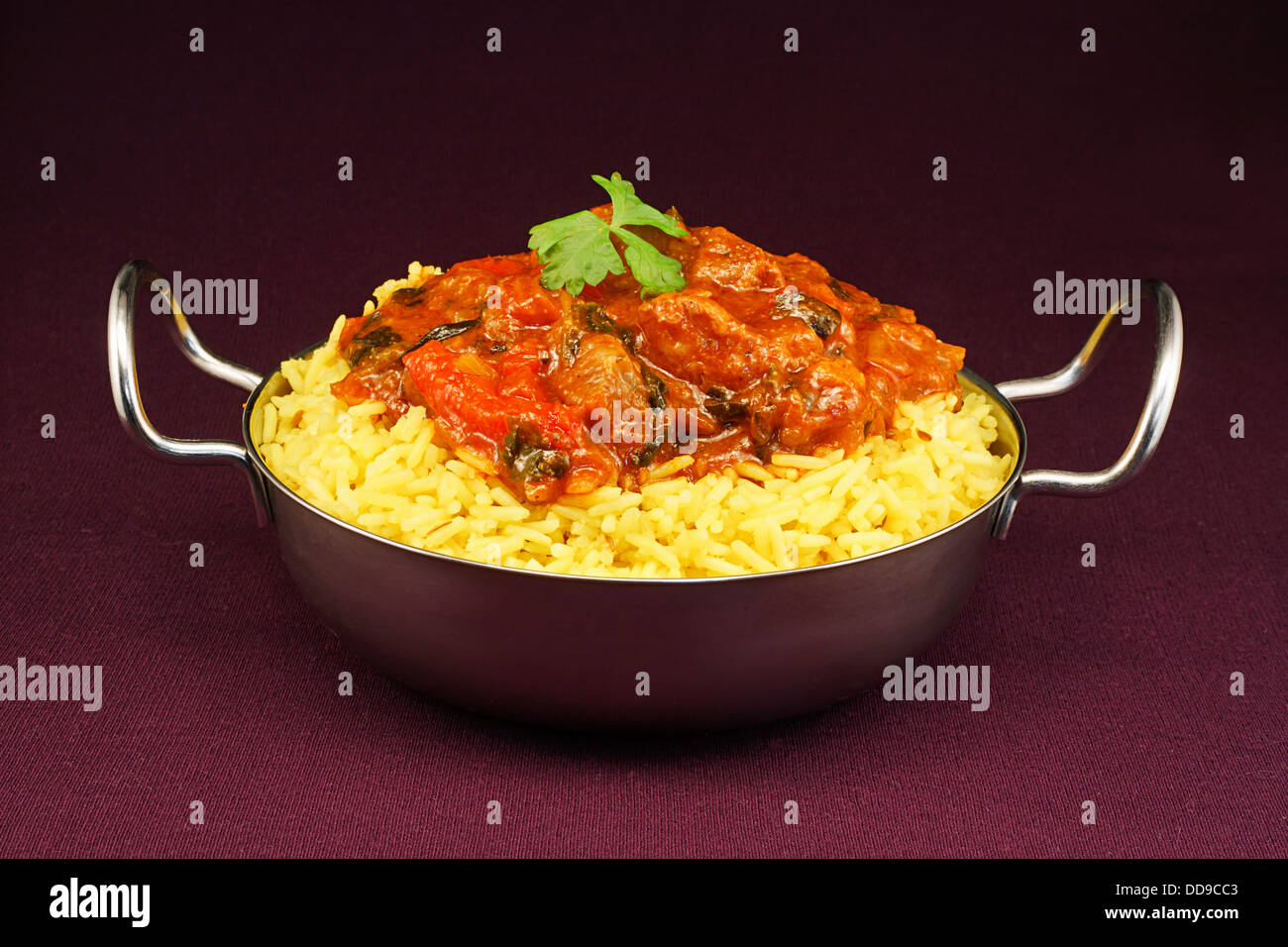 Beef Rogan Josh a popular indian curry with red pepper and spinach ...