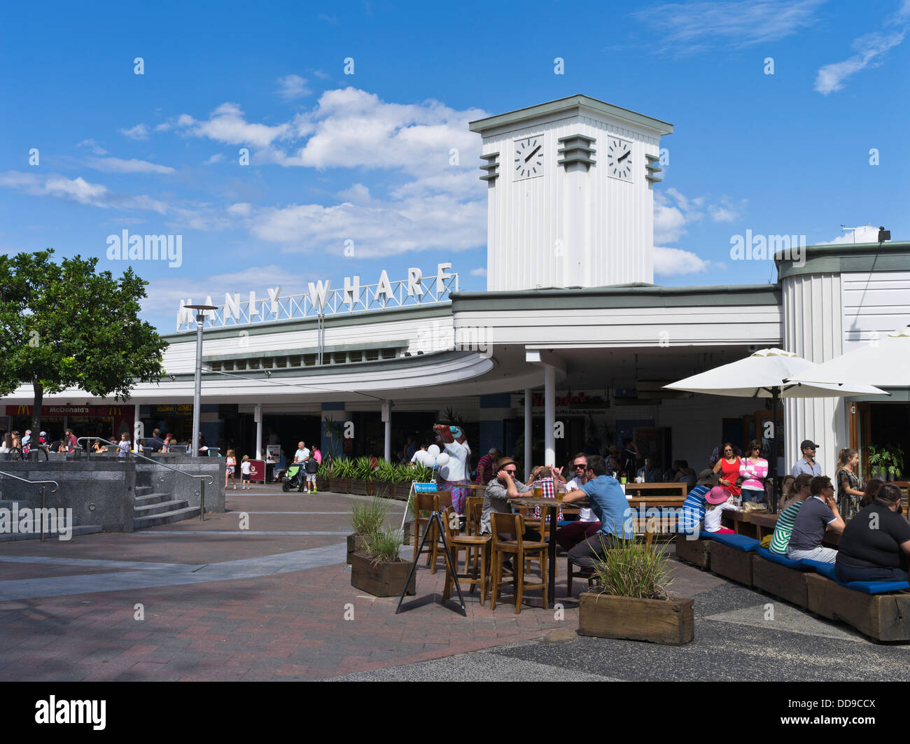 dh MANLY AUSTRALIA Alfresco cafes Manly Wharf pier clock tower cafe ...