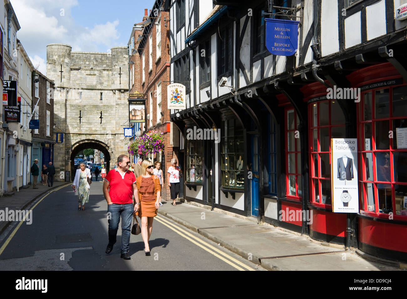 View looking down High Petergate to Bootham Bar gatehouse in the city ...