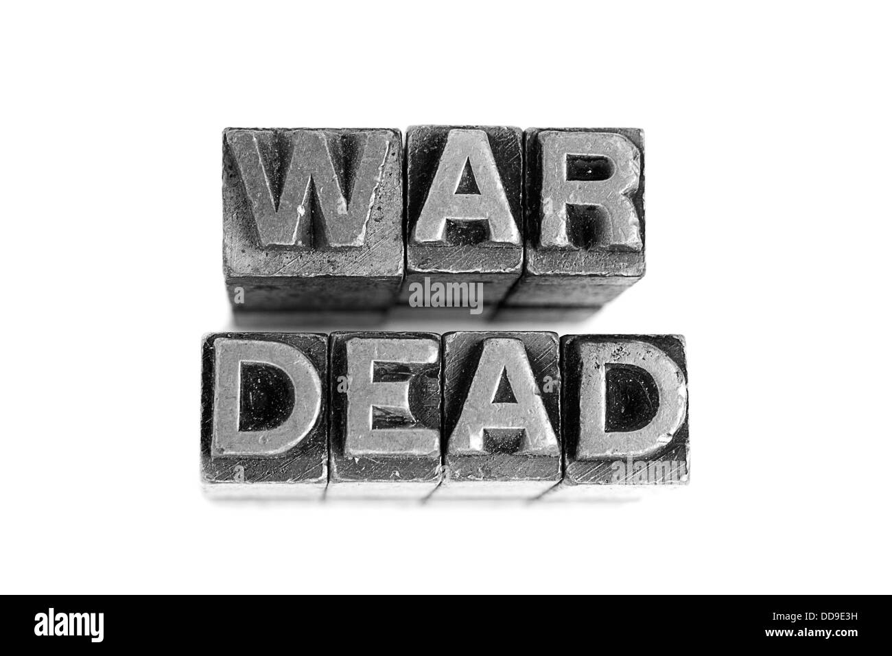 War Dead sign, antique metal letter type Stock Photo - Alamy