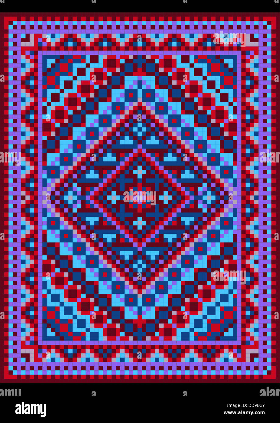 Vivid carpet old style in blue and purple shades Stock Photo - Alamy