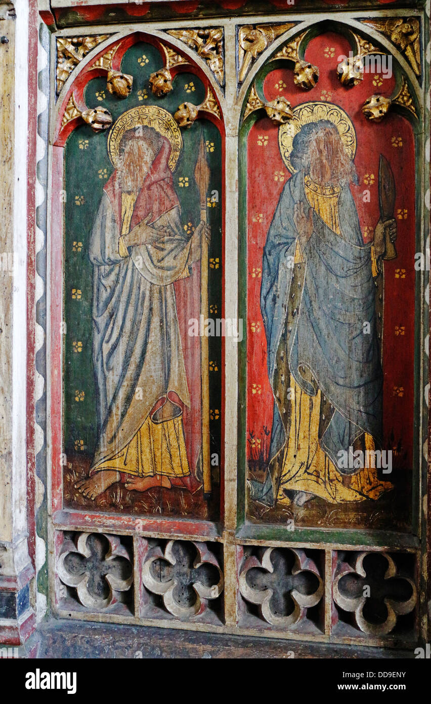 A view of rood screen detail at the church of St Peter at Belaugh, near ...