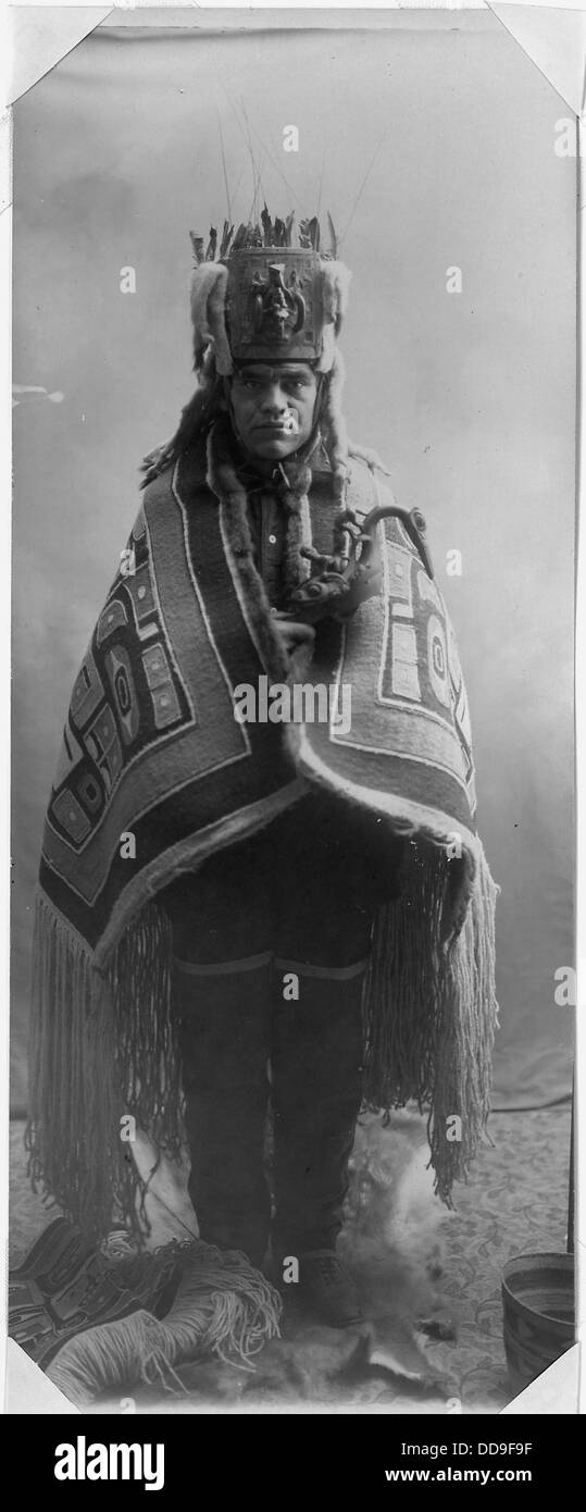 An Indian shaman from the North Pacific Coast is pictured in ceremonial ...