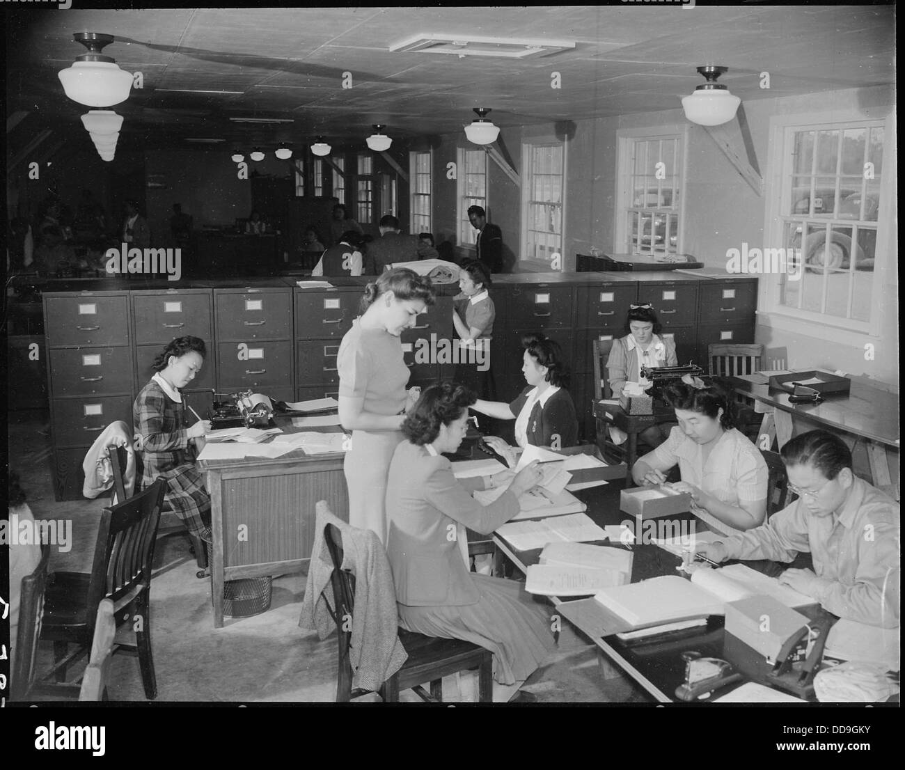 An interior view of the Personnel Records Section at the Jerome ...