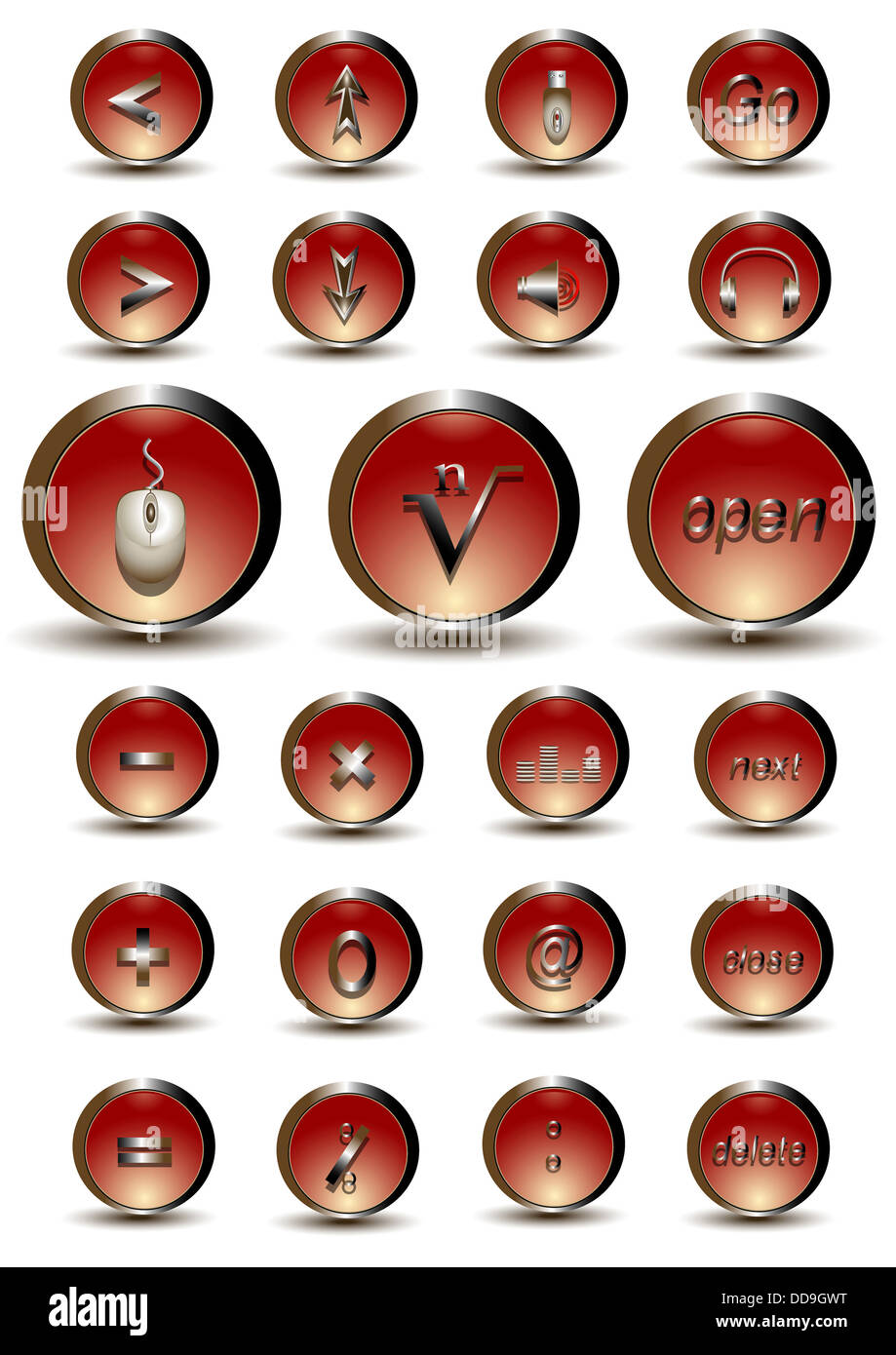 Collection of red glossy buttons Stock Photo - Alamy