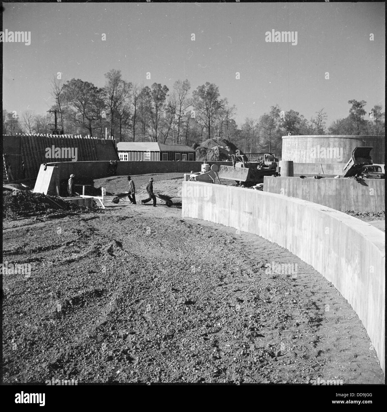 This image shows the construction of a sewage disposal plant at the ...