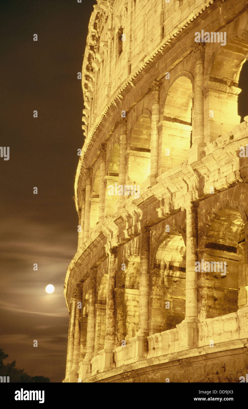 Colosseum and moon. Rome. Italy Stock Photo - Alamy