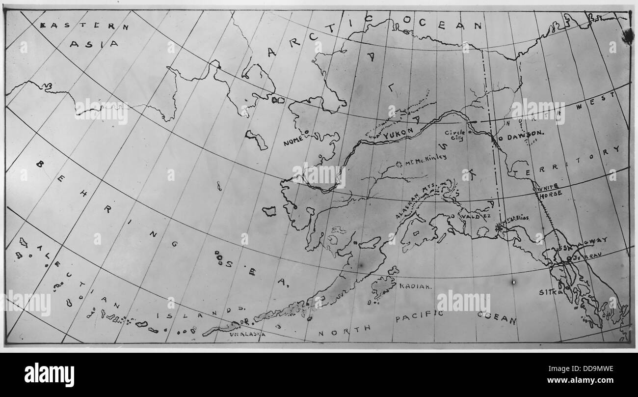 This image depicts a historical map of Alaska, showcasing the region’s ...