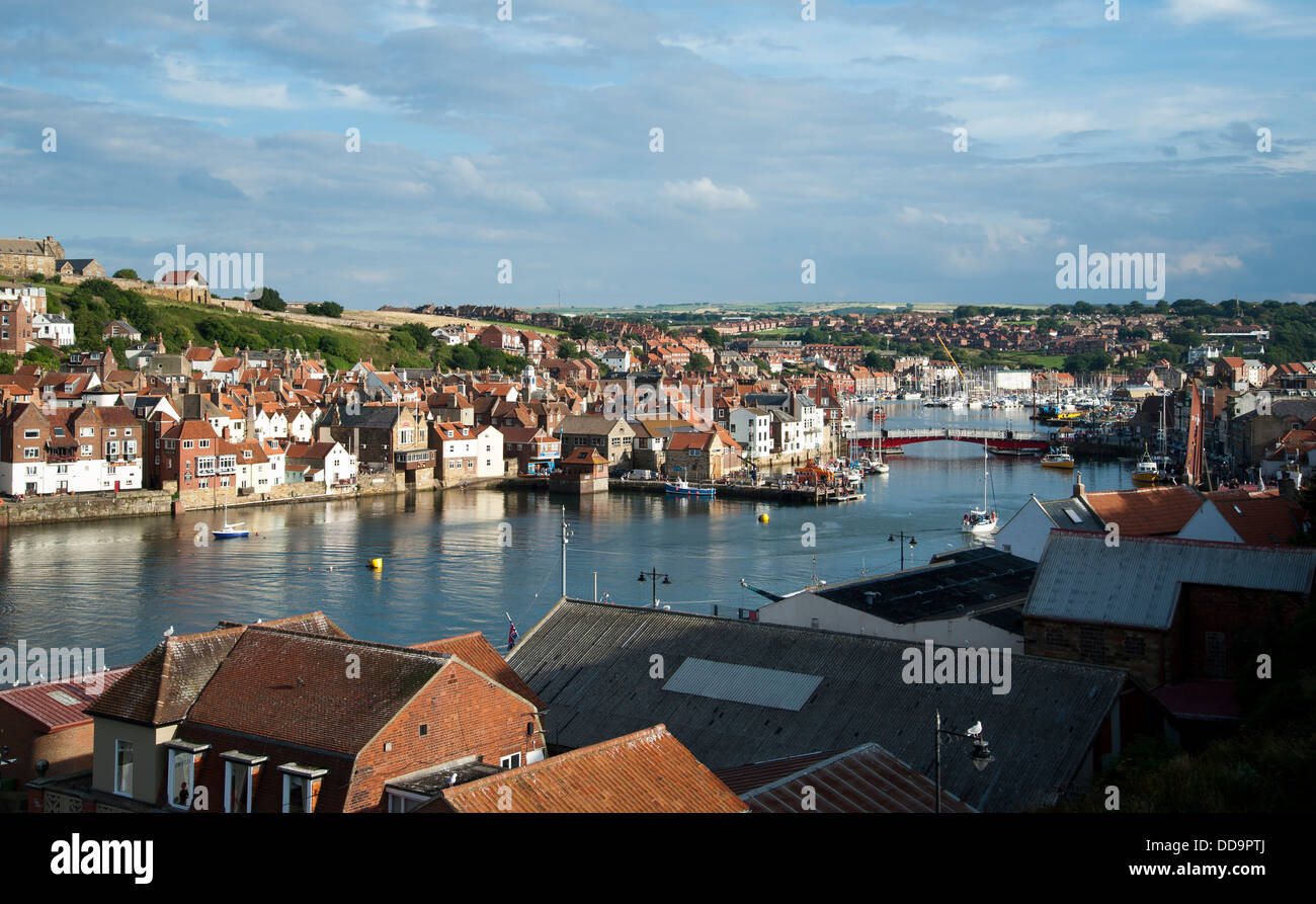 Landscape view of Whitby harbour Stock Photo - Alamy