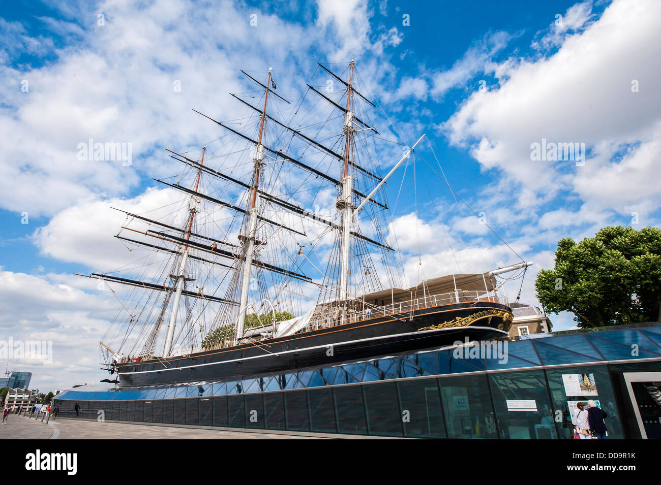 The Cutty Sark, tea clipper, in its newly refurbished site. Greenwich ...