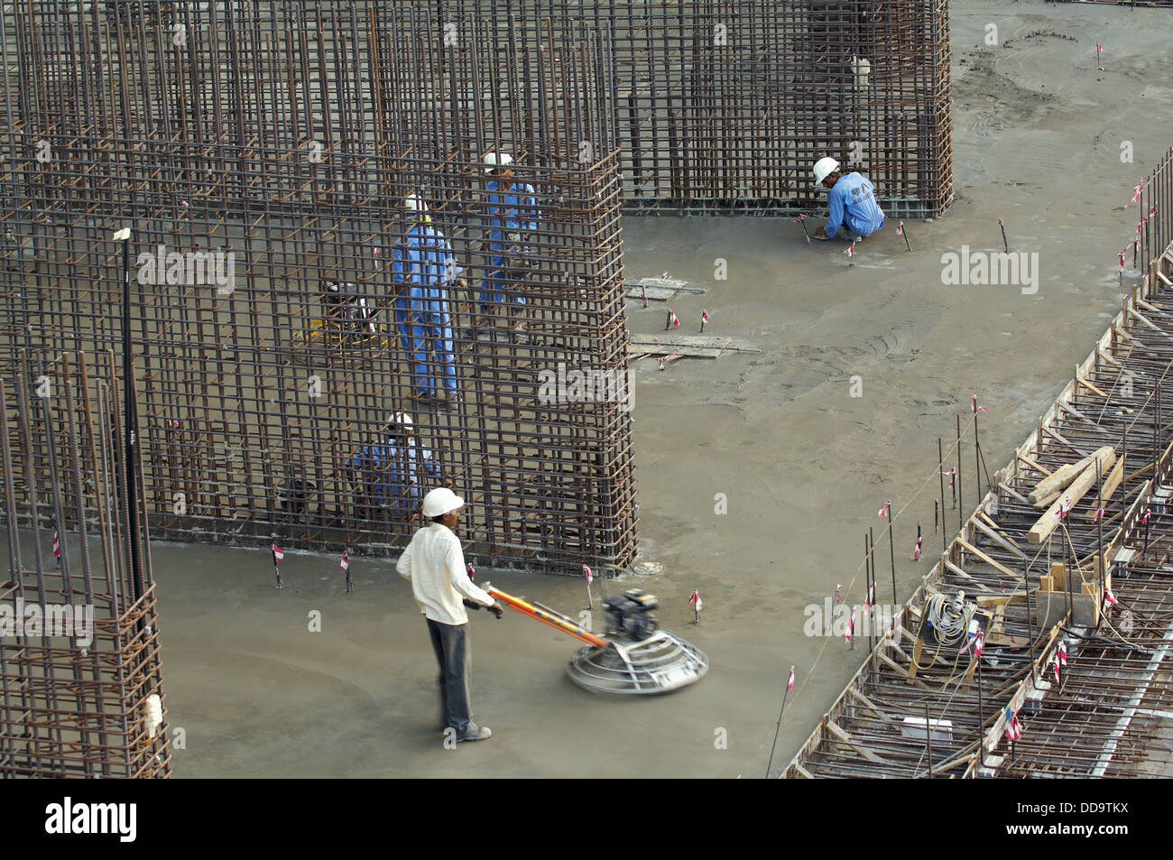 Construction workers working on a steel frames, Dubai, UAE Stock Photo ...